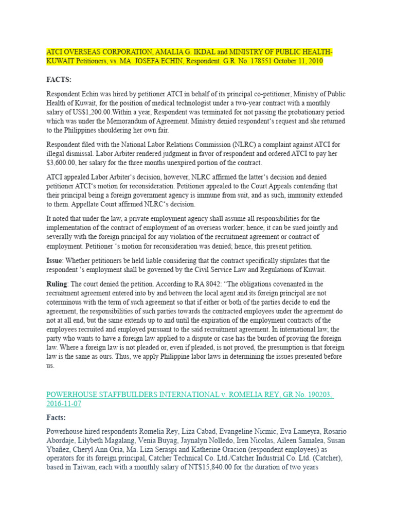 ATCI OVERSEAS CORPORATION | PDF | Employment | Legal Liability