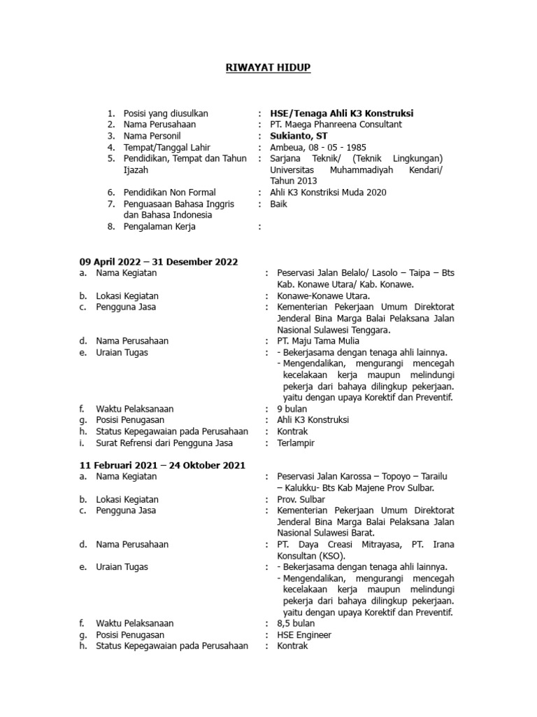 Cv. Ahli k3 Konstruksi | PDF