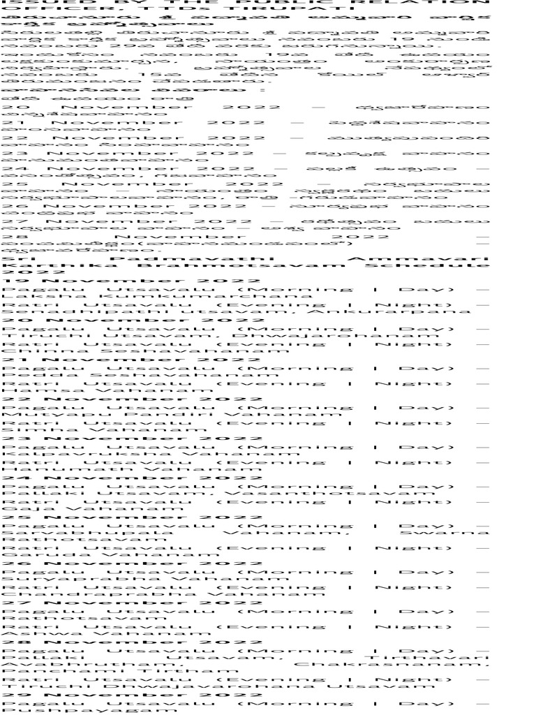 Padmavathi Karthika Brahmotsavam 2022 Tiruchanu | PDF