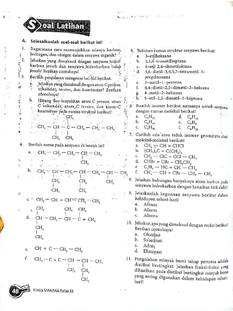 Soal Hidrokarbon Kelas 11 | PDF