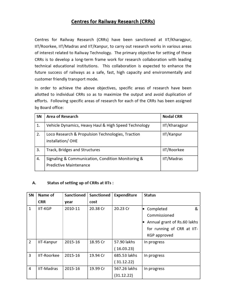 Centres For Railway Research | PDF