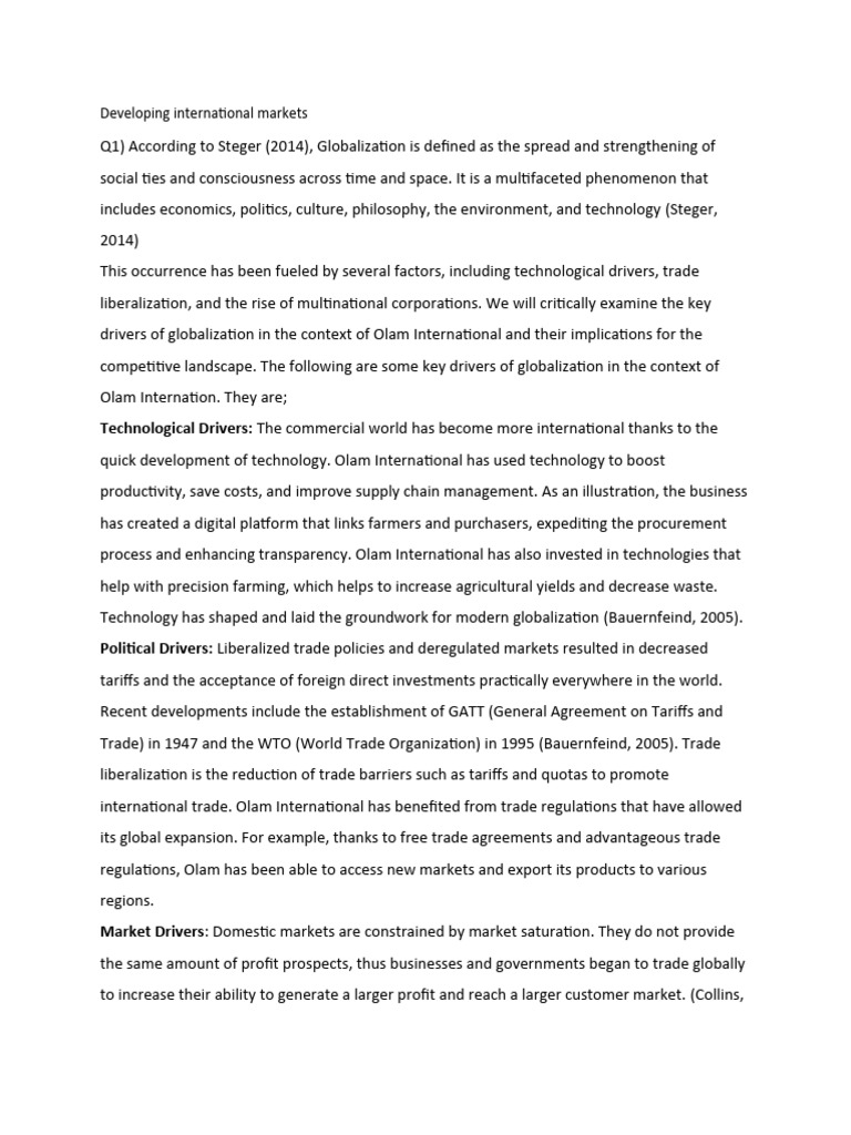 Developing International Markets | PDF | Globalization | Supply Chain