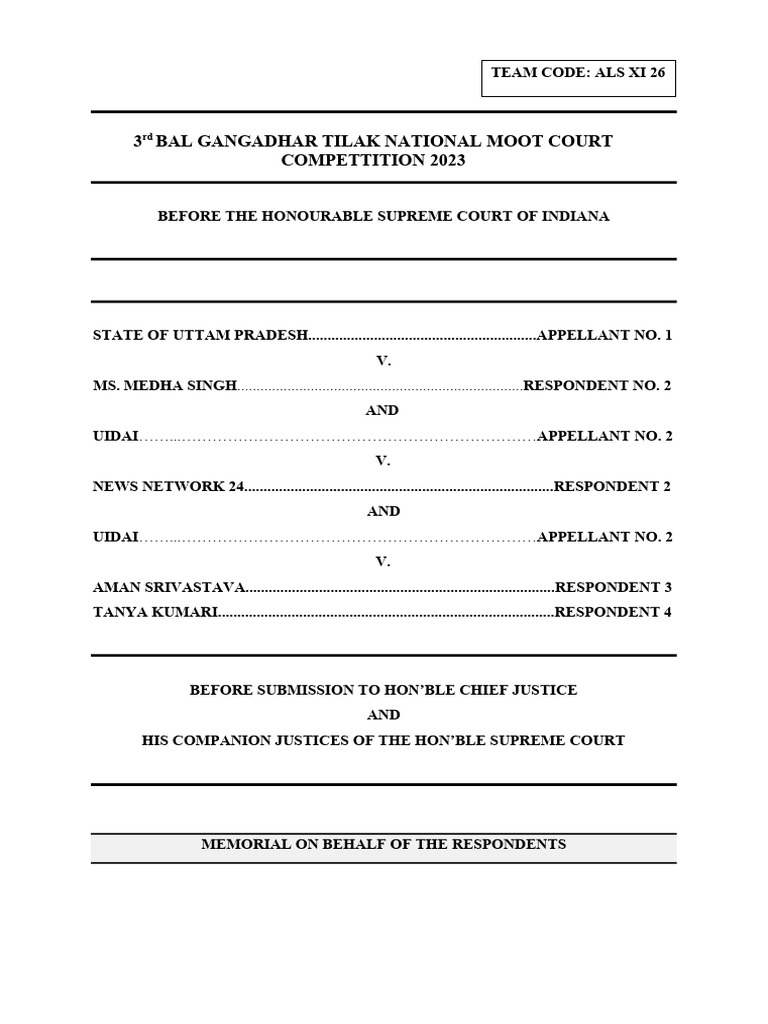 Respondent Memorial | PDF