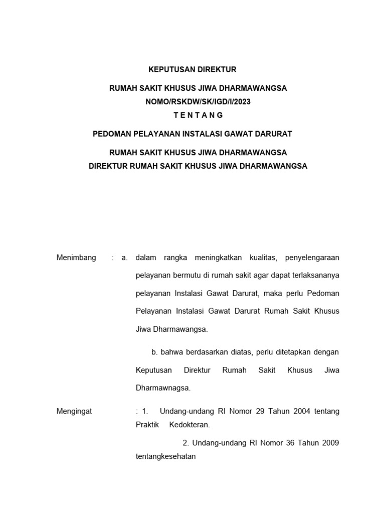 SK Pedoman IGD | PDF