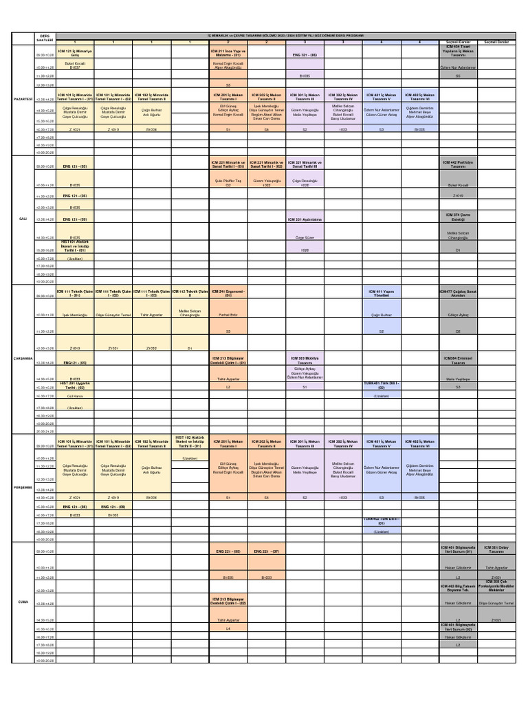 1694433628-ICM 2023-2024 Güz Ders Programı | PDF