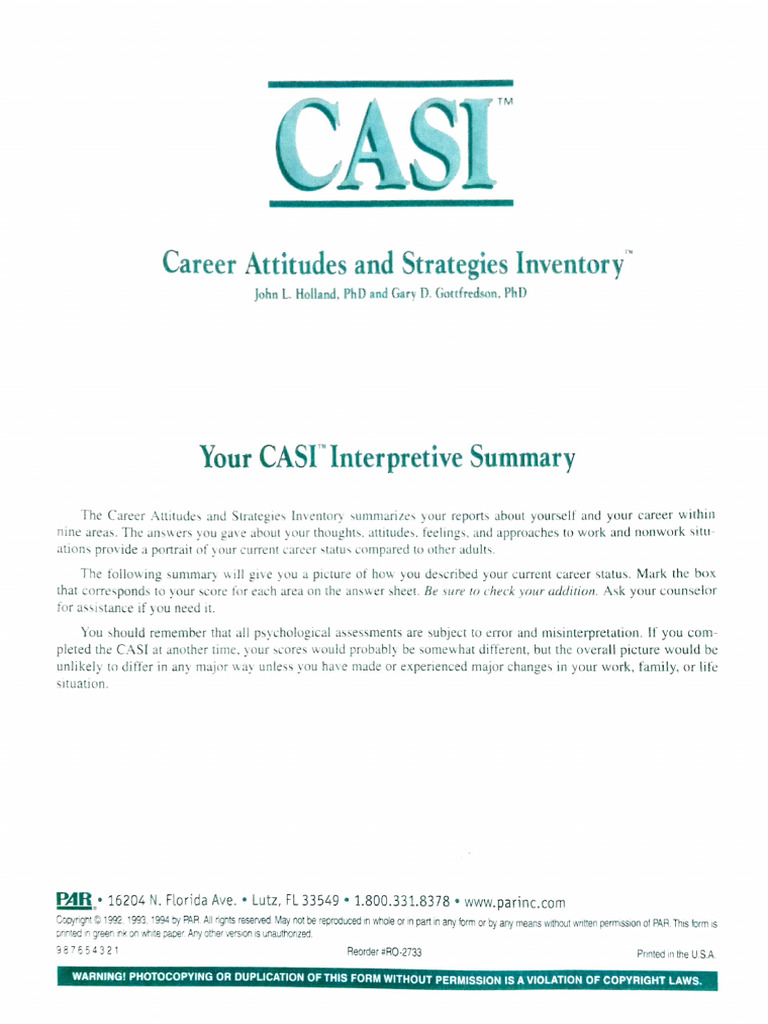 CASI Interpretation | PDF