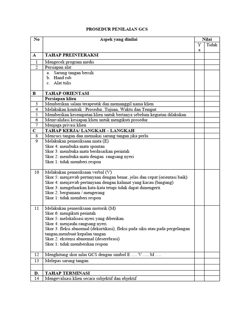 Prosedur Penilaian GCS | PDF