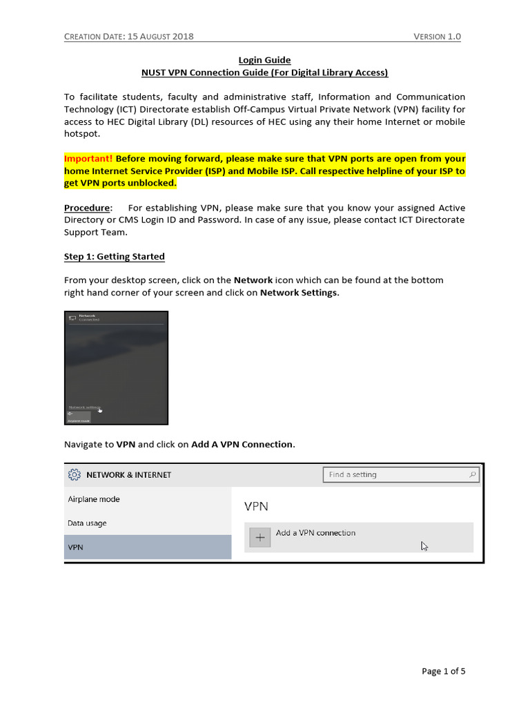 VPN Setup Guidelines | PDF | Virtual Private Network | Computer Network