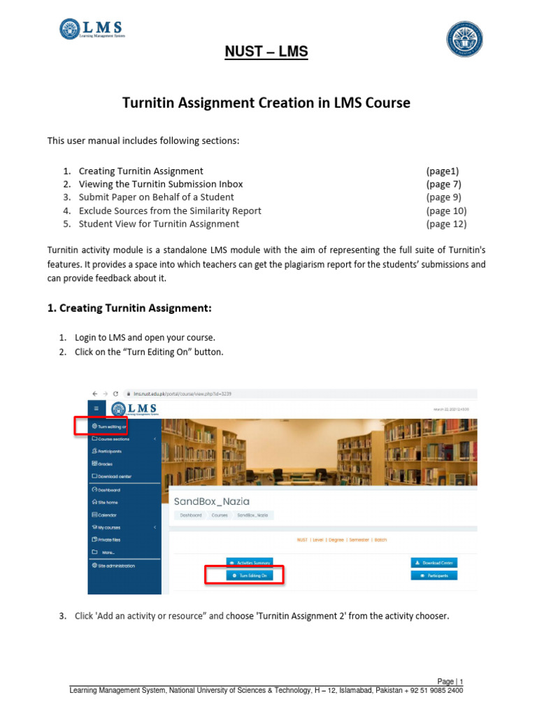 Turnitin Assignment Guide For Nust Lms Pdf