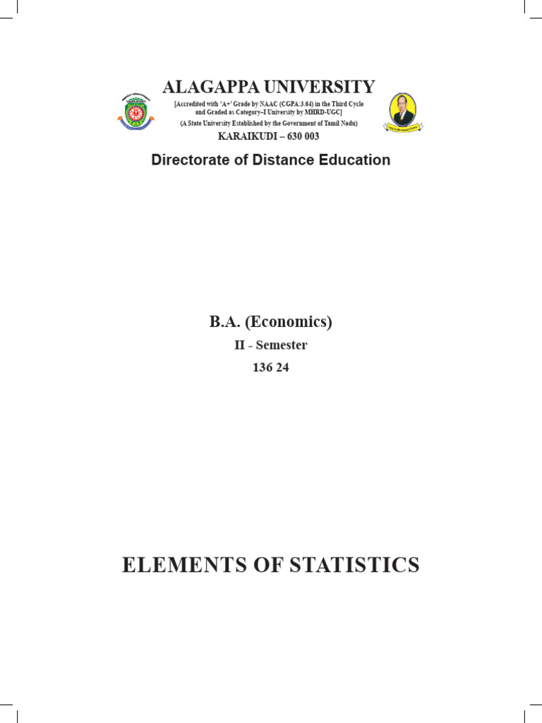 UG B.A. Economics (English) 136 24 Elements of Statistics | PDF