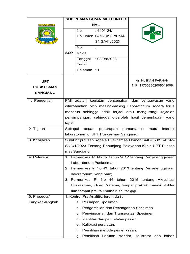 Sop Pemantapan Mutu Internal | PDF