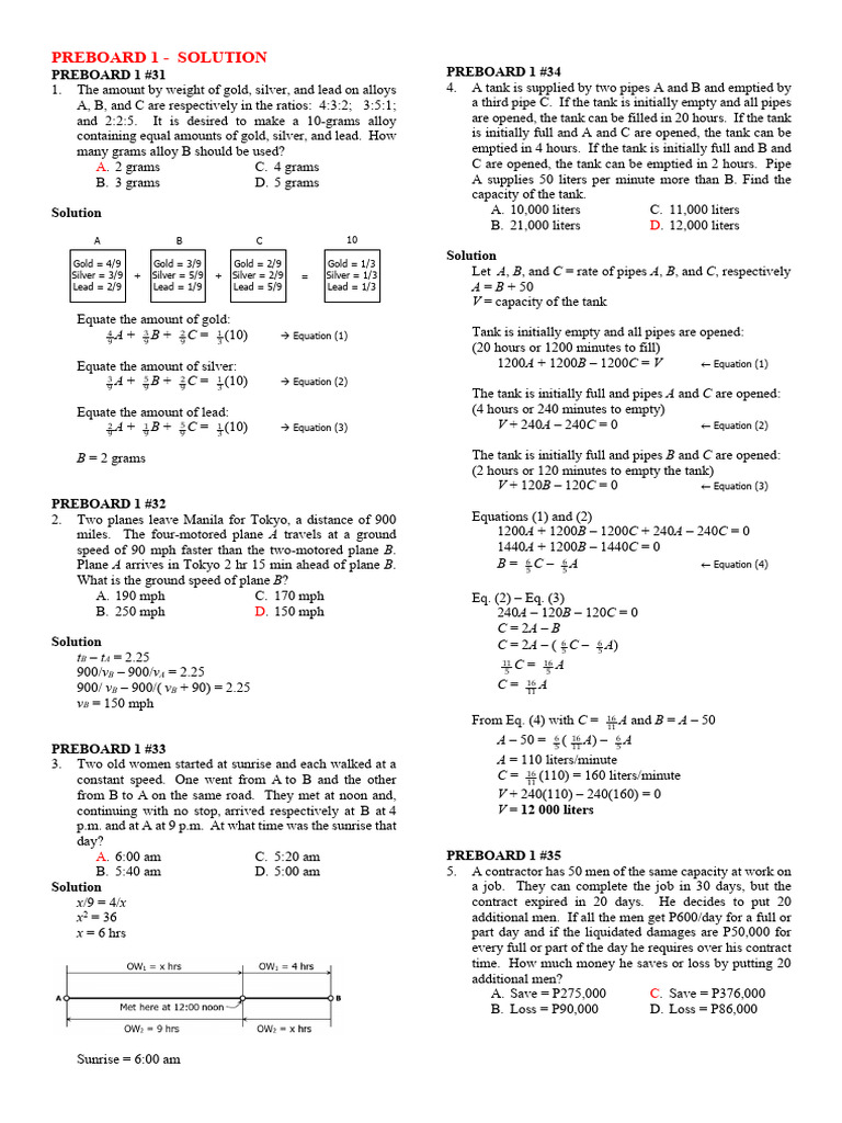 Preboard 1 and 2 SOLUTION | PDF