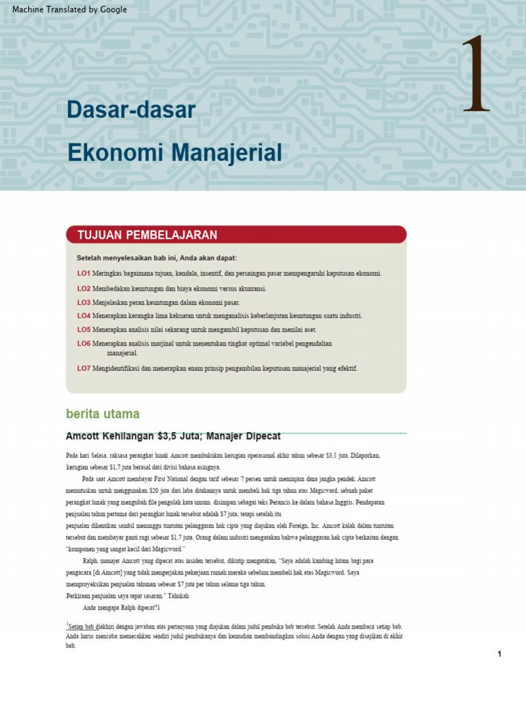 Analisis Ekonomi Manajerial Amcott | PDF