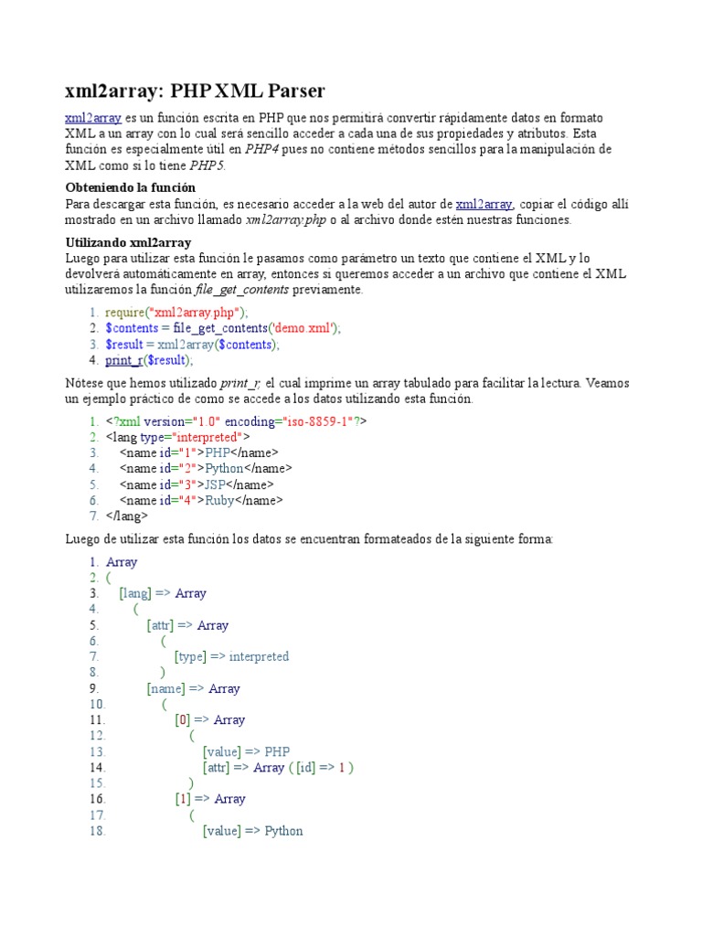 Xml2array PHP XML Parser | PDF | Informática | Tecnología