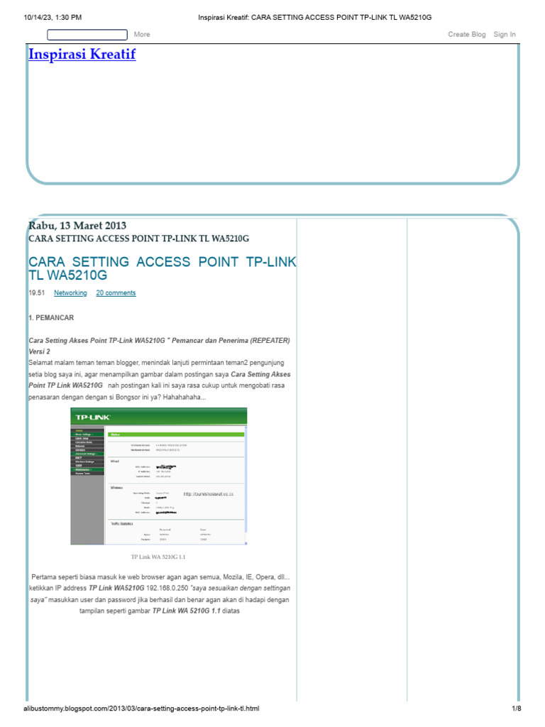 Inspirasi Kreatif - Cara Setting Access Point Tp-Link TL Wa5210g | PDF ...