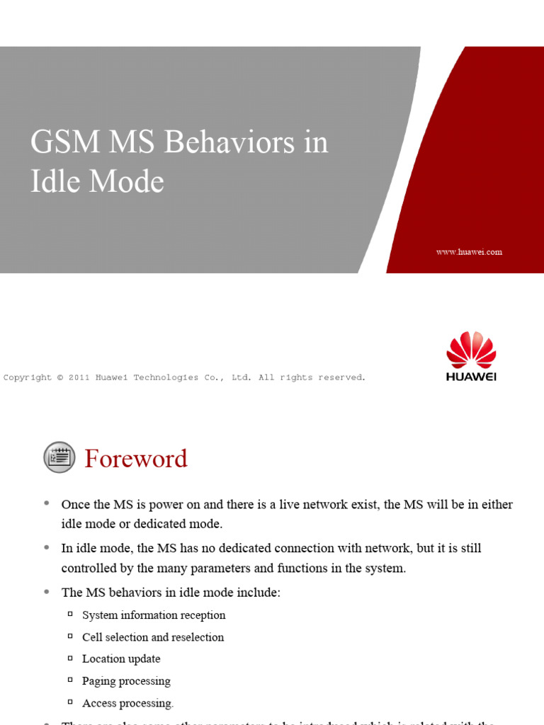 2 Omo133000 Bsc6900 Gsm V9r13 Ms Behaviors In Idle Mode Issue 100 Pdf 