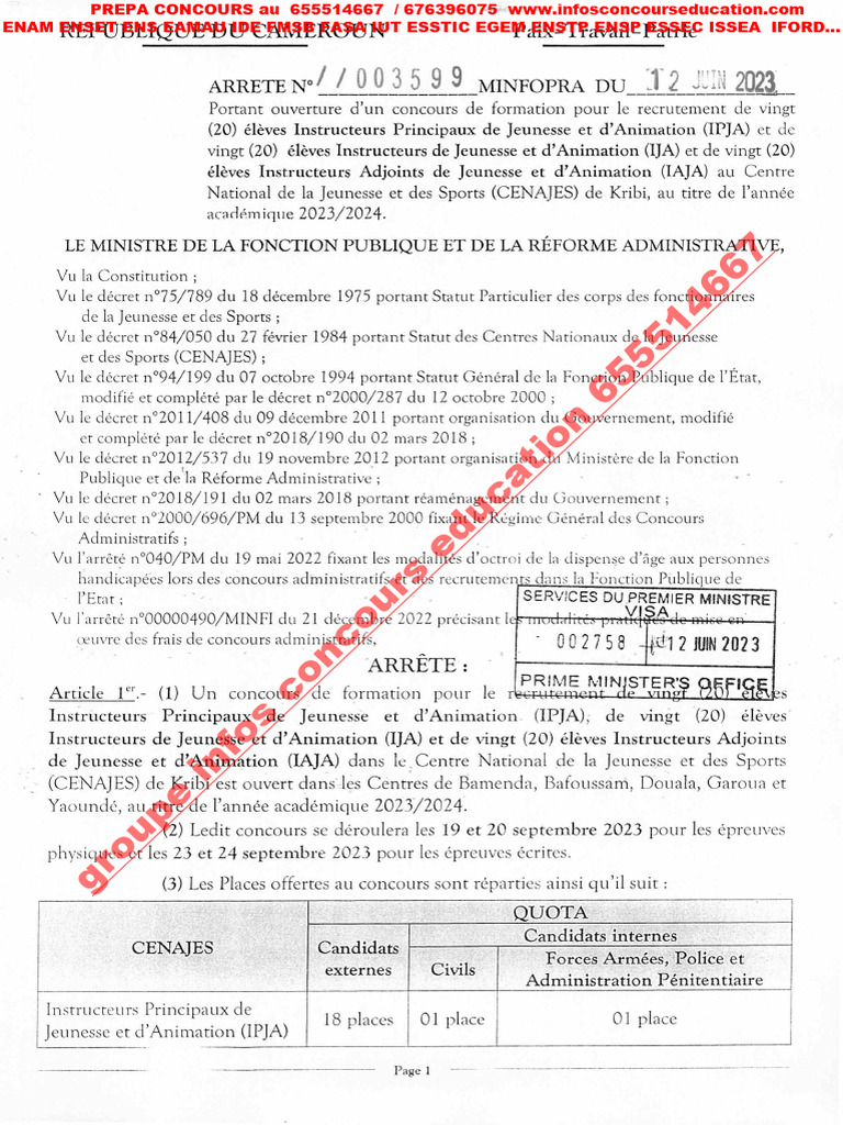 Concours Cenajes 2023 | PDF