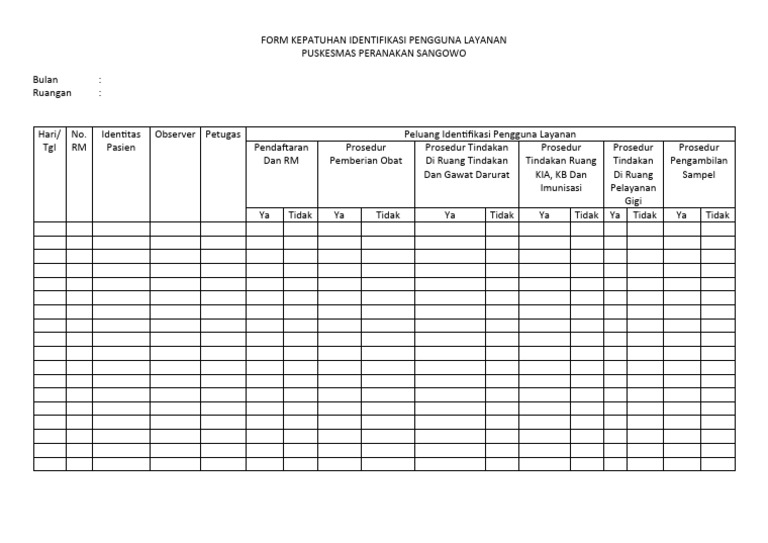 Form Kepatuhan Identifikasi Pengguna Layanan | PDF