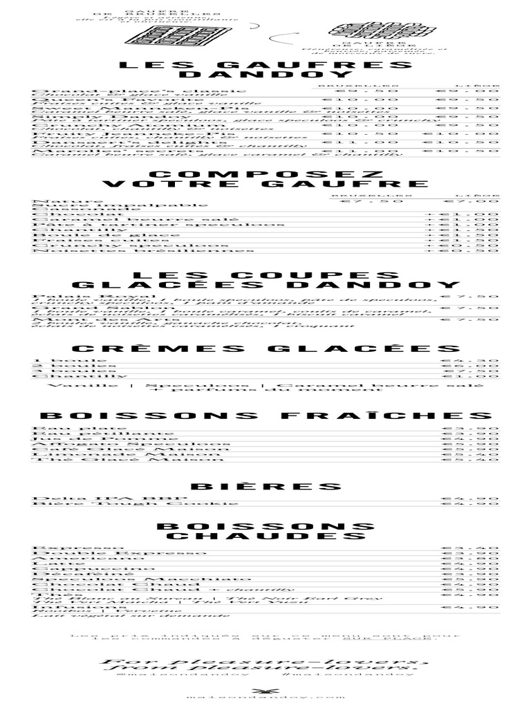 Maison Dandoy Menu Galeries FR | PDF