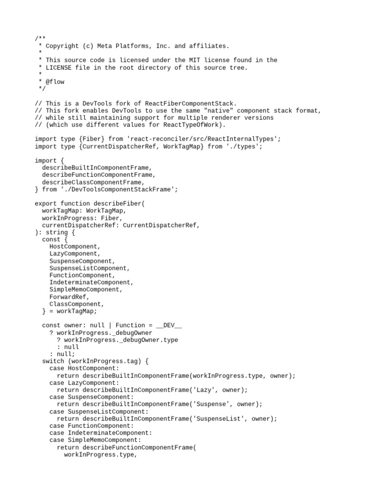 Dev Tools Fiber Component Stack | PDF