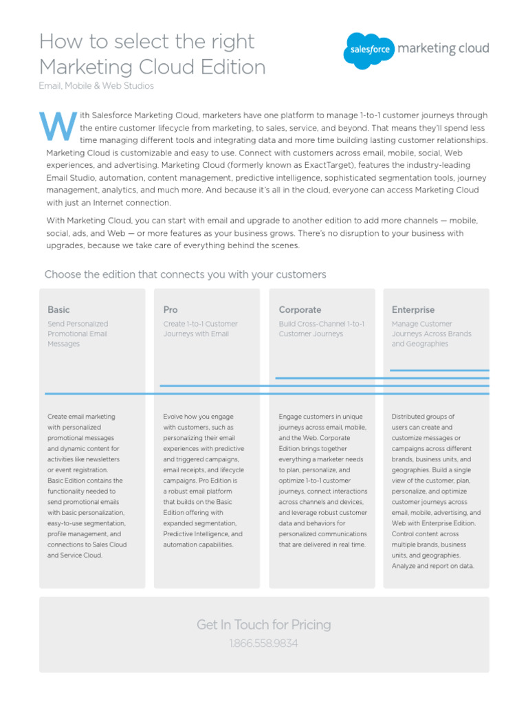 Editions Comparison Data Sheet - Marketing Cloud v2 | PDF