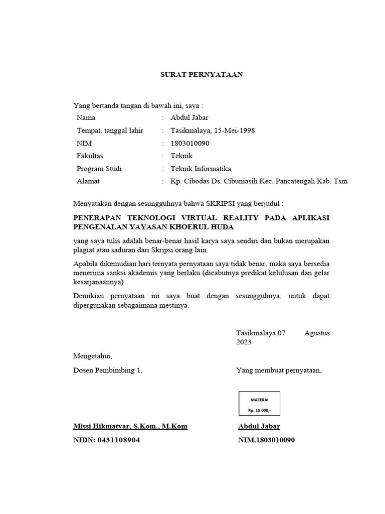 Surat Pernyataan Sign | PDF