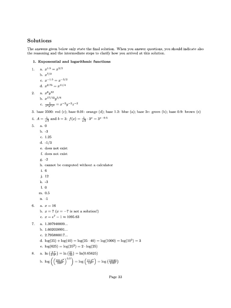 Topic 1 - Review Exercises - Solutions | PDF