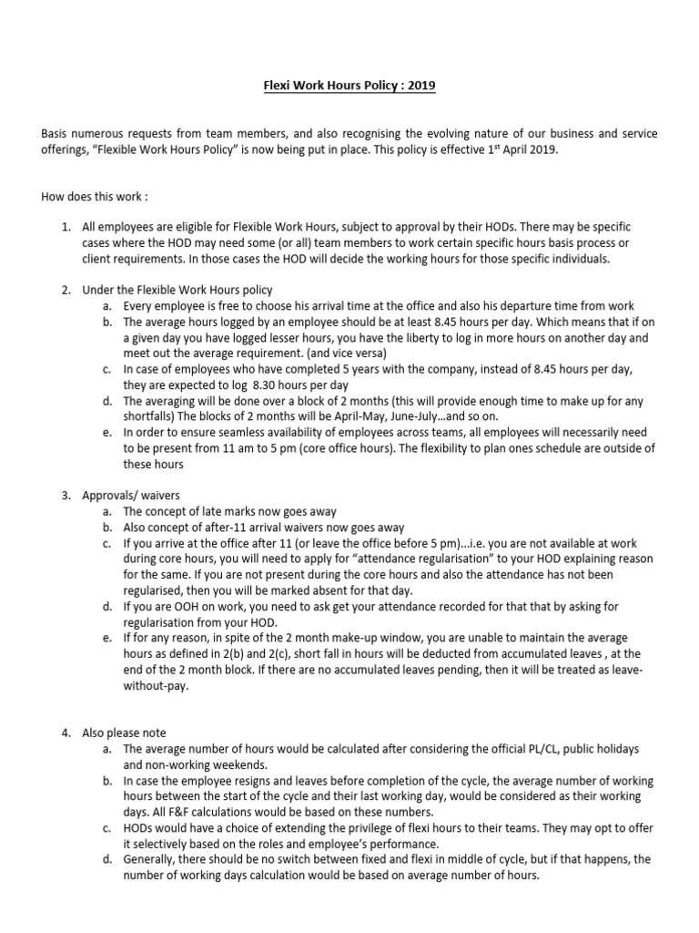 Flexi Hours Policy | PDF