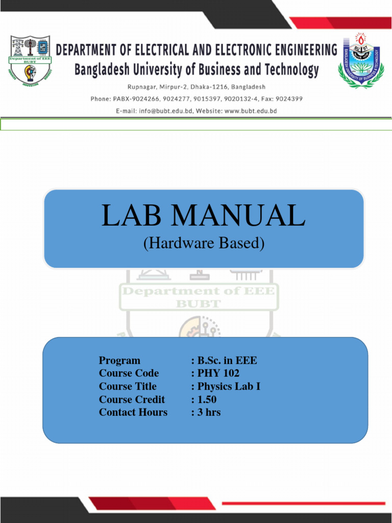 PHY-102 Lab Mannual (Hardware Based) - Updated | PDF