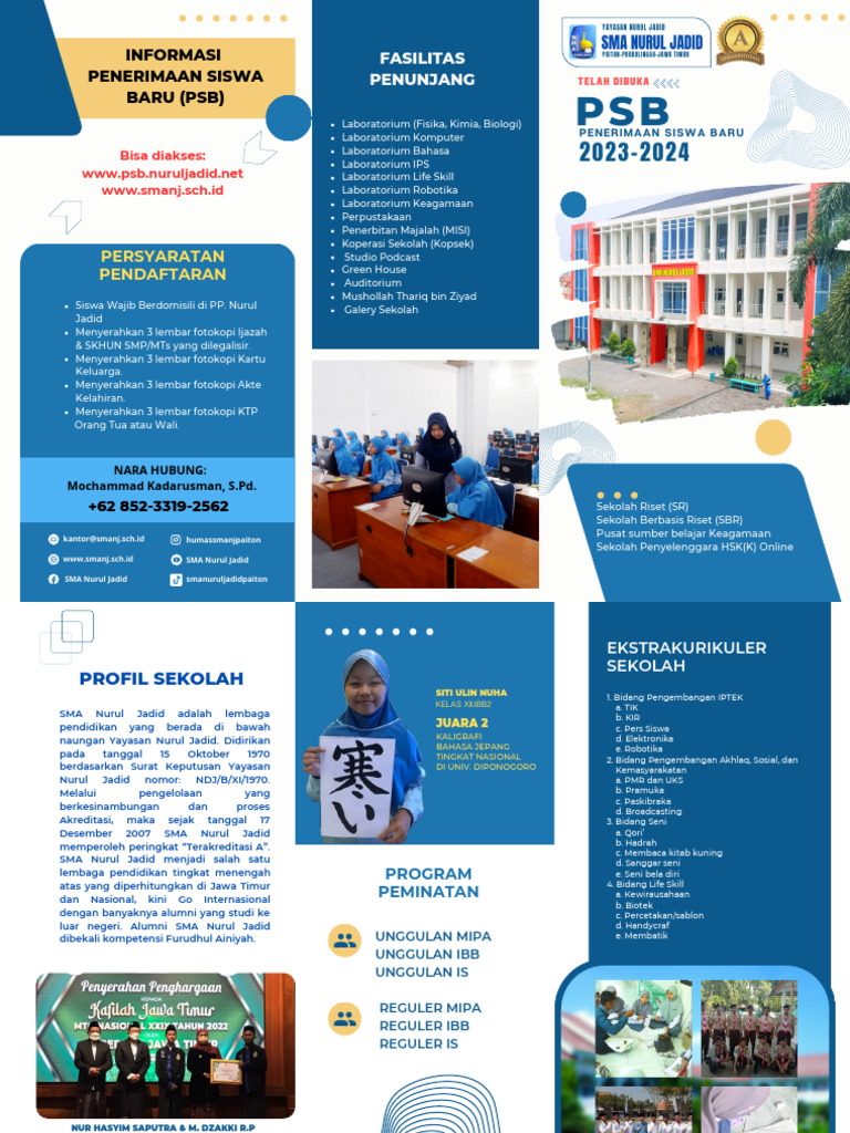 Brosur Sma Nurul Jadid 2023 Revisi | PDF