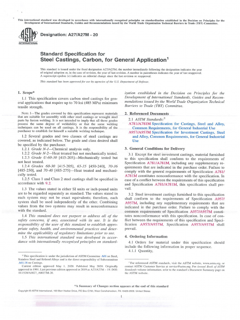 Astm A27-A27m-20 | PDF