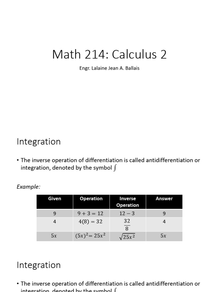 Calculus 2: Integration Basics | PDF | Teaching Methods & Materials | Computers