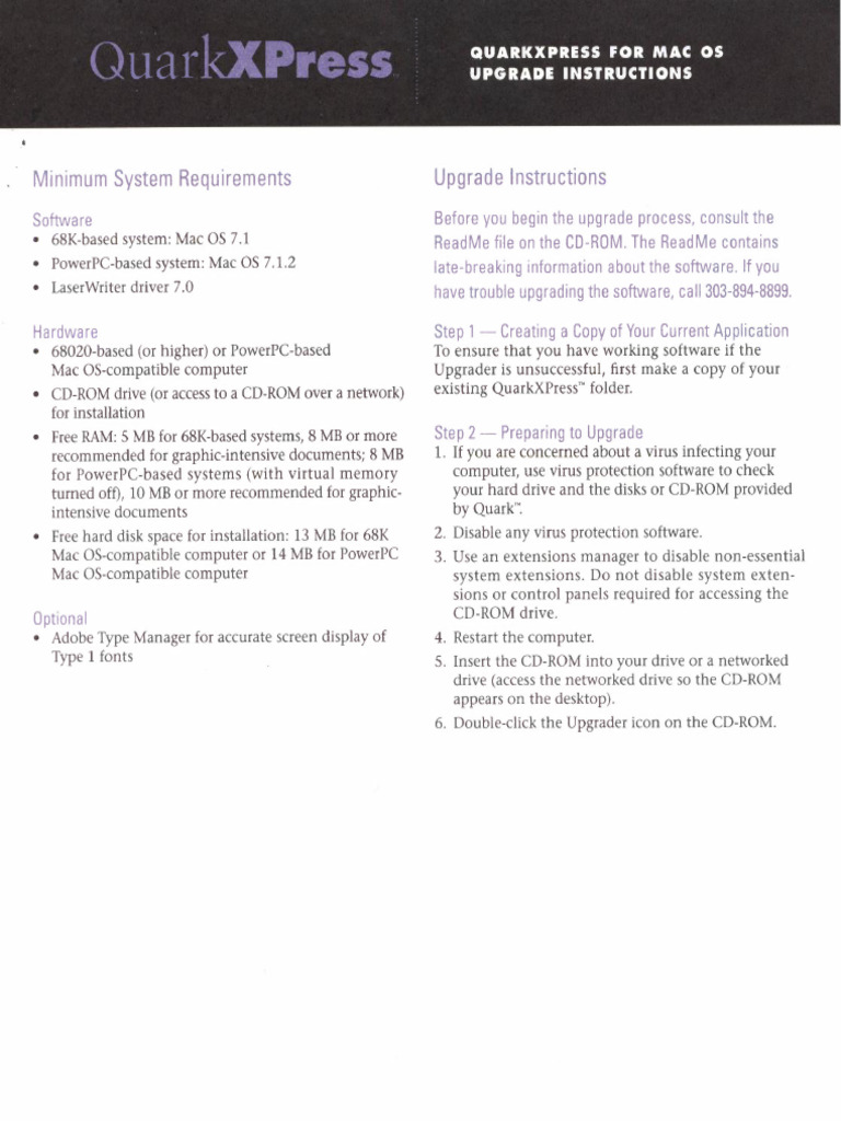 QuarkXPress Upgrade Instructions | PDF