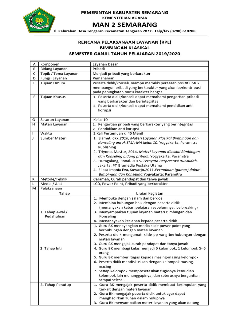 RPL MENJADI PRIBADI YANG BERKARAKTER (Genap) | PDF