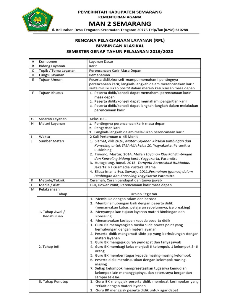 RPL PERENCANAAN KARIR MASA DEPAN (Genap) | PDF