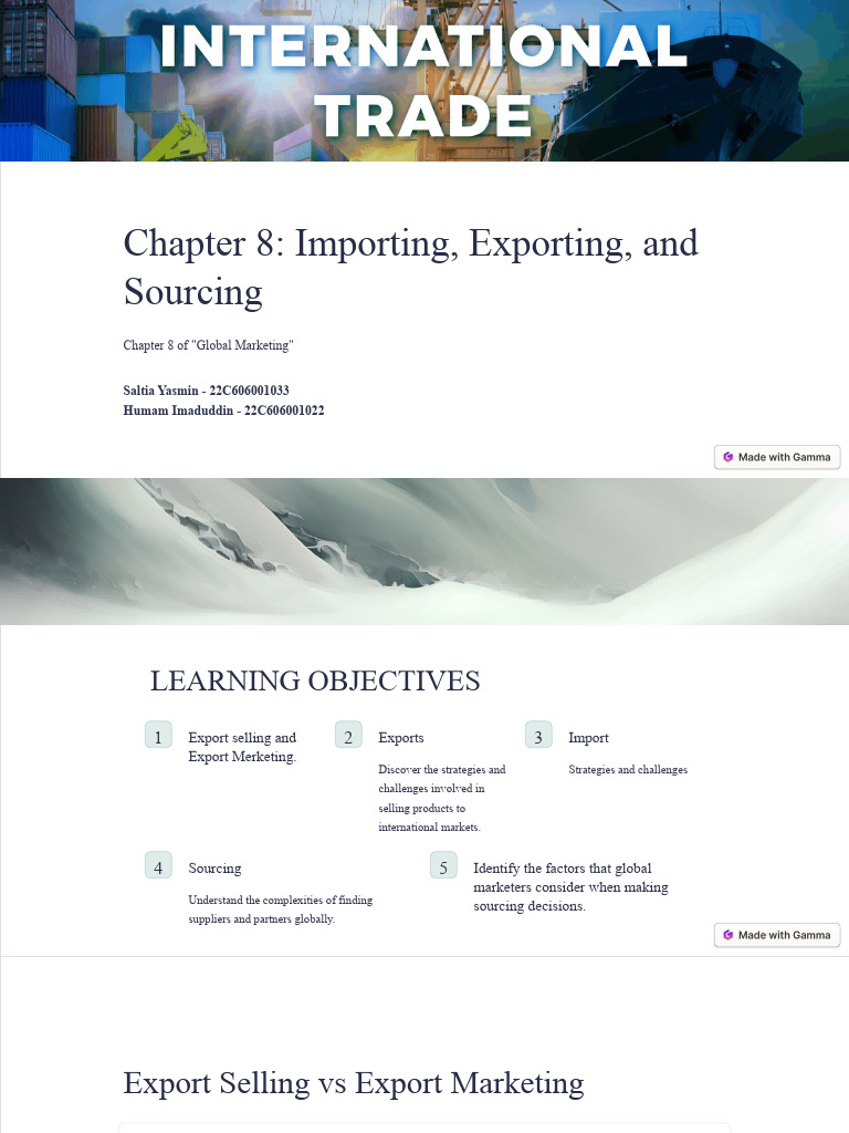 Chapter 8 Importing Exporting and Sourcing | PDF | Supply Chain | Marketing