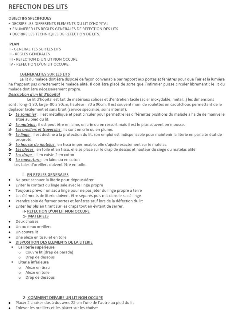 Refection de Lit | PDF