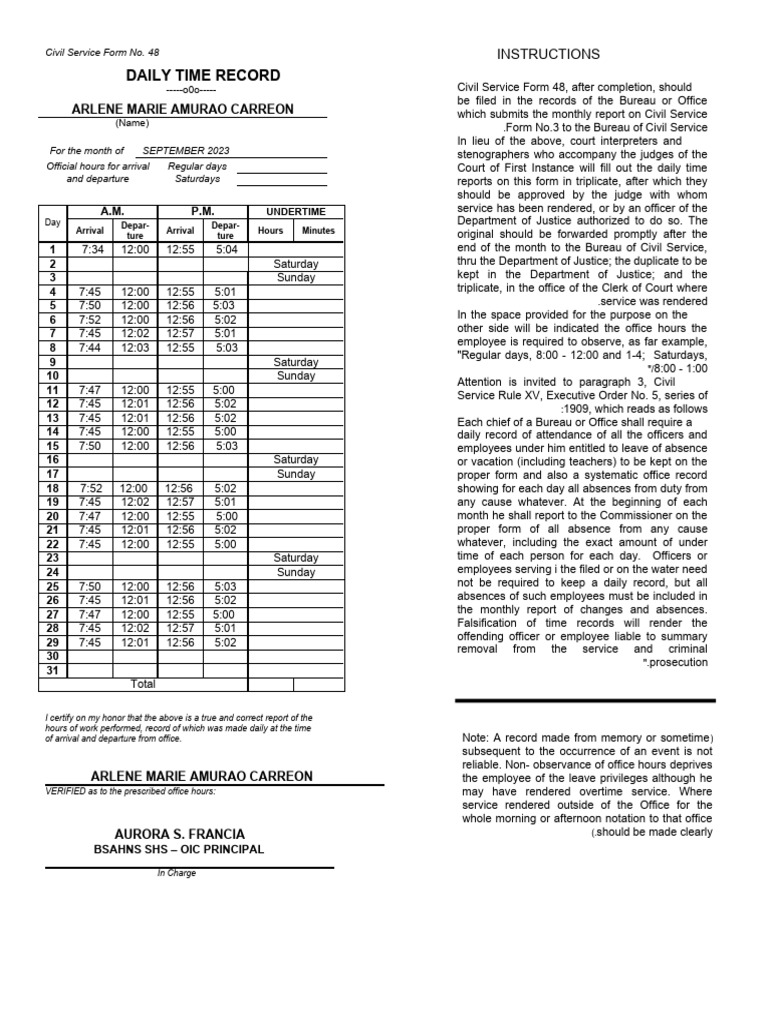 DTR T.arlene Sept | PDF