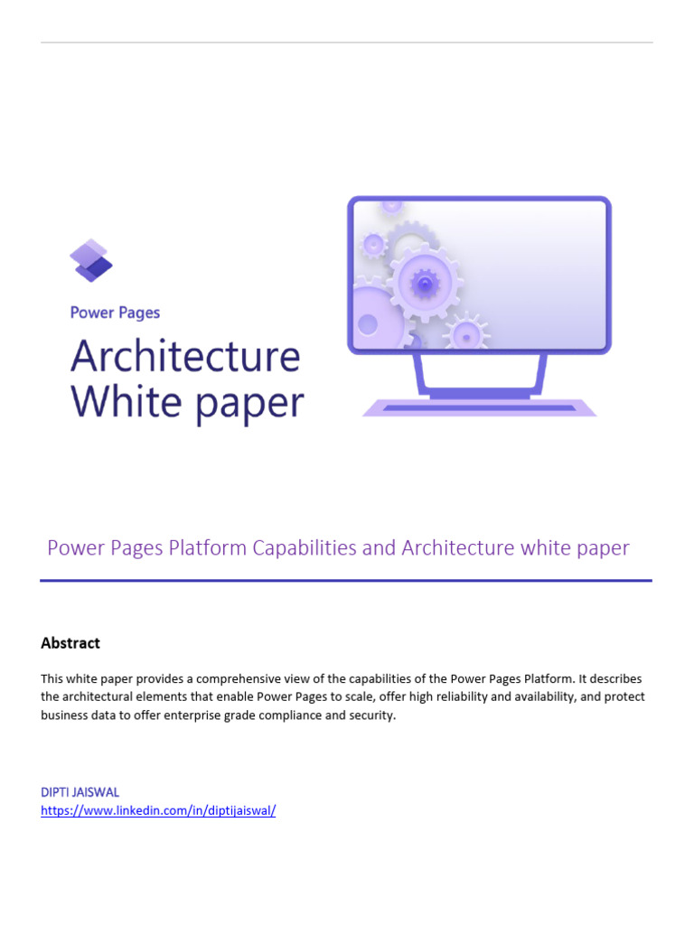 Power Pages Architecture Whitepaper | PDF