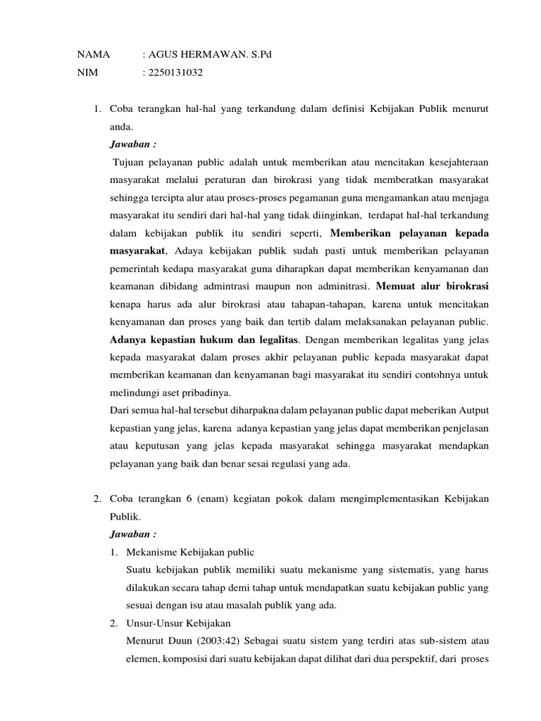 Agus Hermawan Kebijakan Publik | PDF