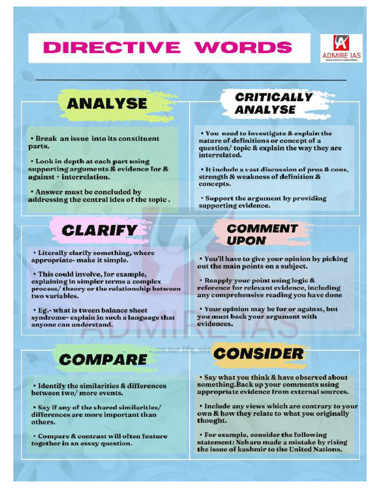Directive Words For Mains | PDF