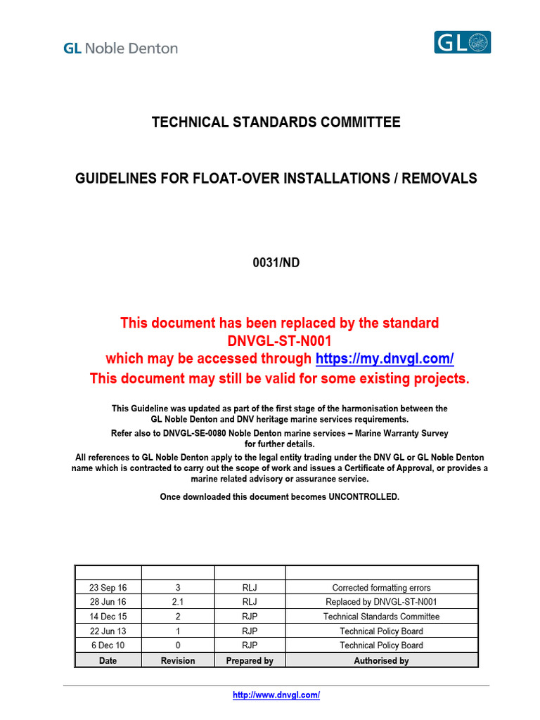 0031-Nd Rev 3 23-Sep-16 Guidelines For Float-Over Installations and Removals | PDF