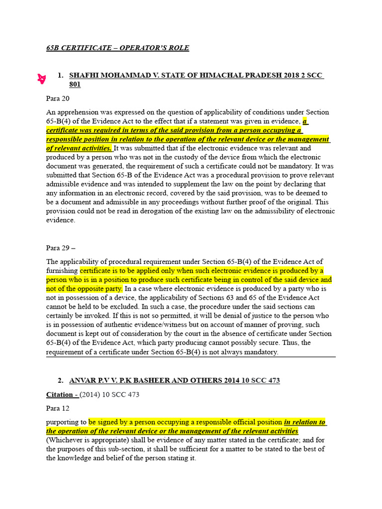 65B Certificate | PDF