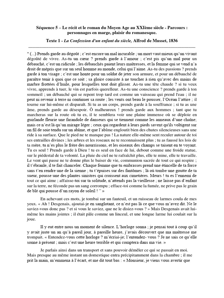 Texte 1 - Confession Musset | PDF