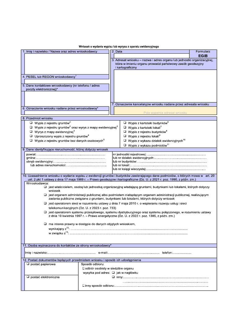 Wniosek EGiB | PDF