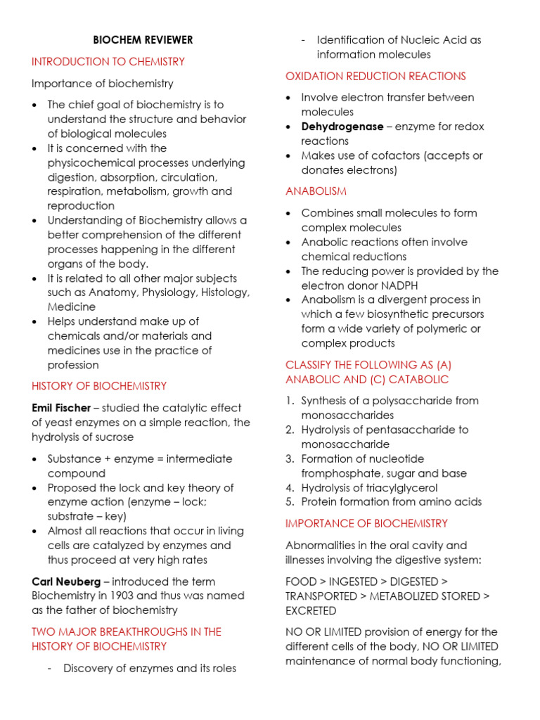 Biochem Revievers | PDF | Science & Mathematics