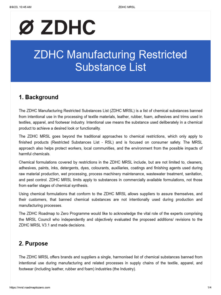 ZDHC MRSL | PDF
