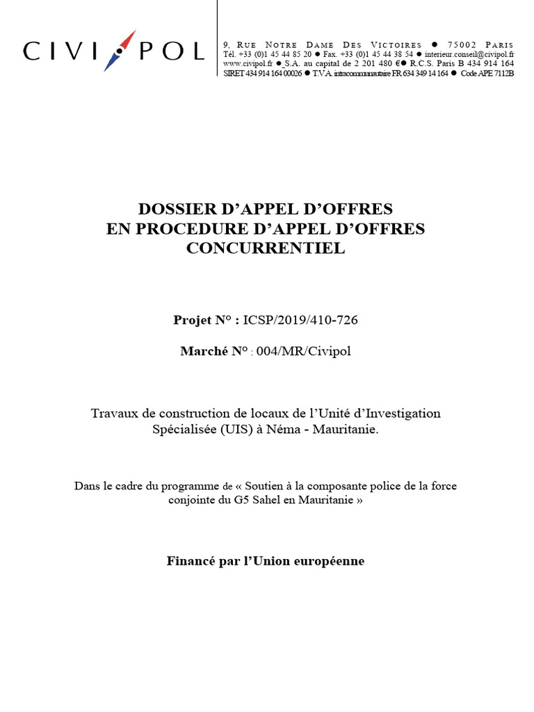 Dossier D'appel D'offre | PDF
