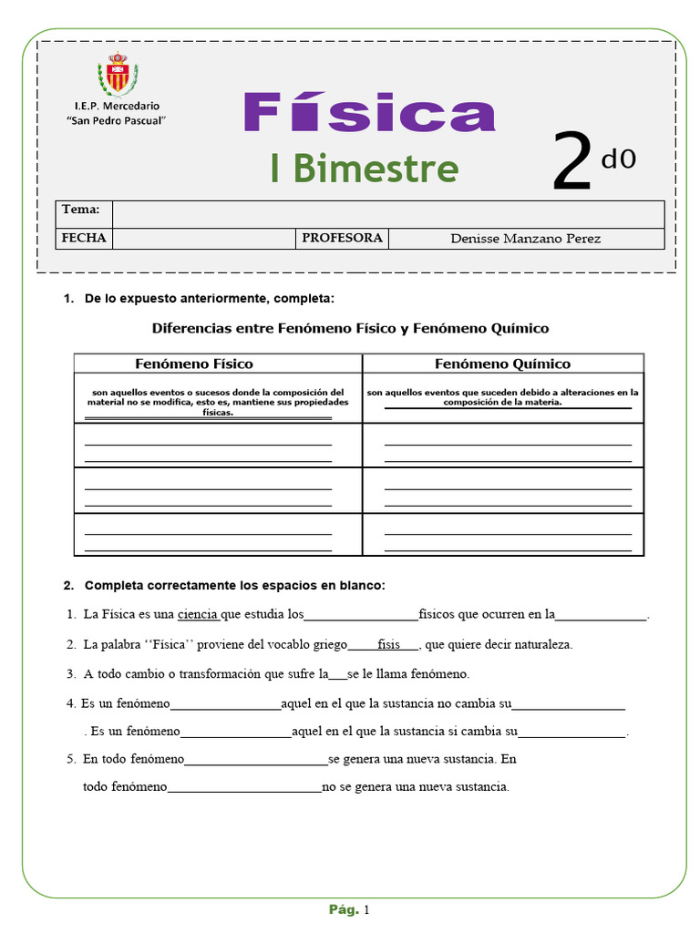 Ficha 2do Física | PDF