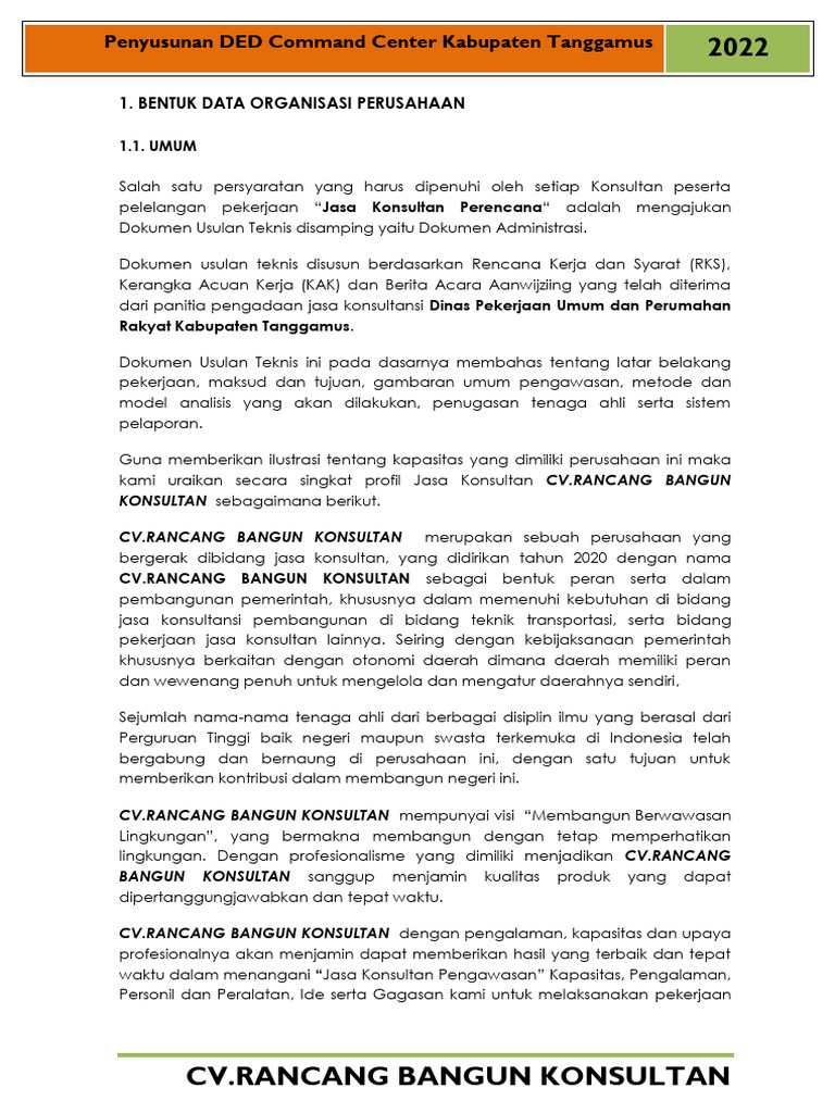 Data Organisasi Cv. Rancang Bangun Konsultan | PDF